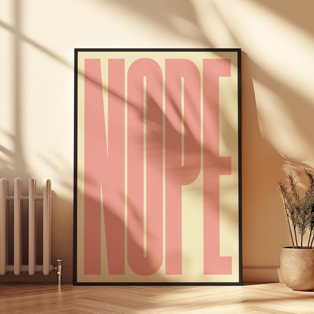 NOPE Typography Wall Art for Living Room Bedroom Office Pink Digital ...