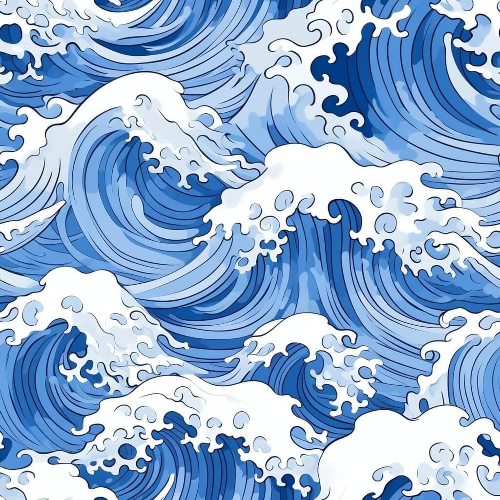 Japanese Fabric, Japanese Wave Fabric, 100% Cotton Fabric, Quilting ...