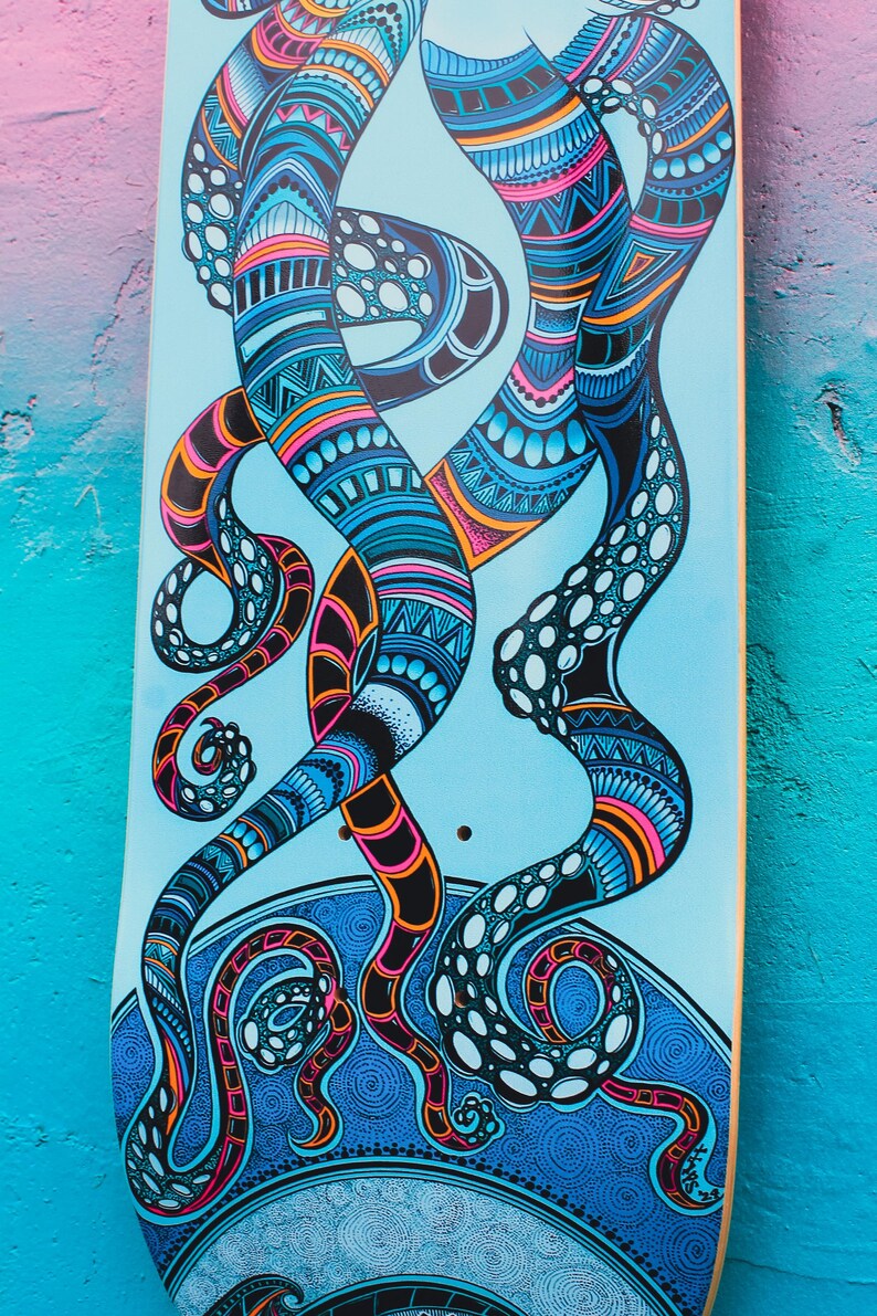 Painted Octopus Skateboard Deck: Boho Skate Home Decor - Etsy