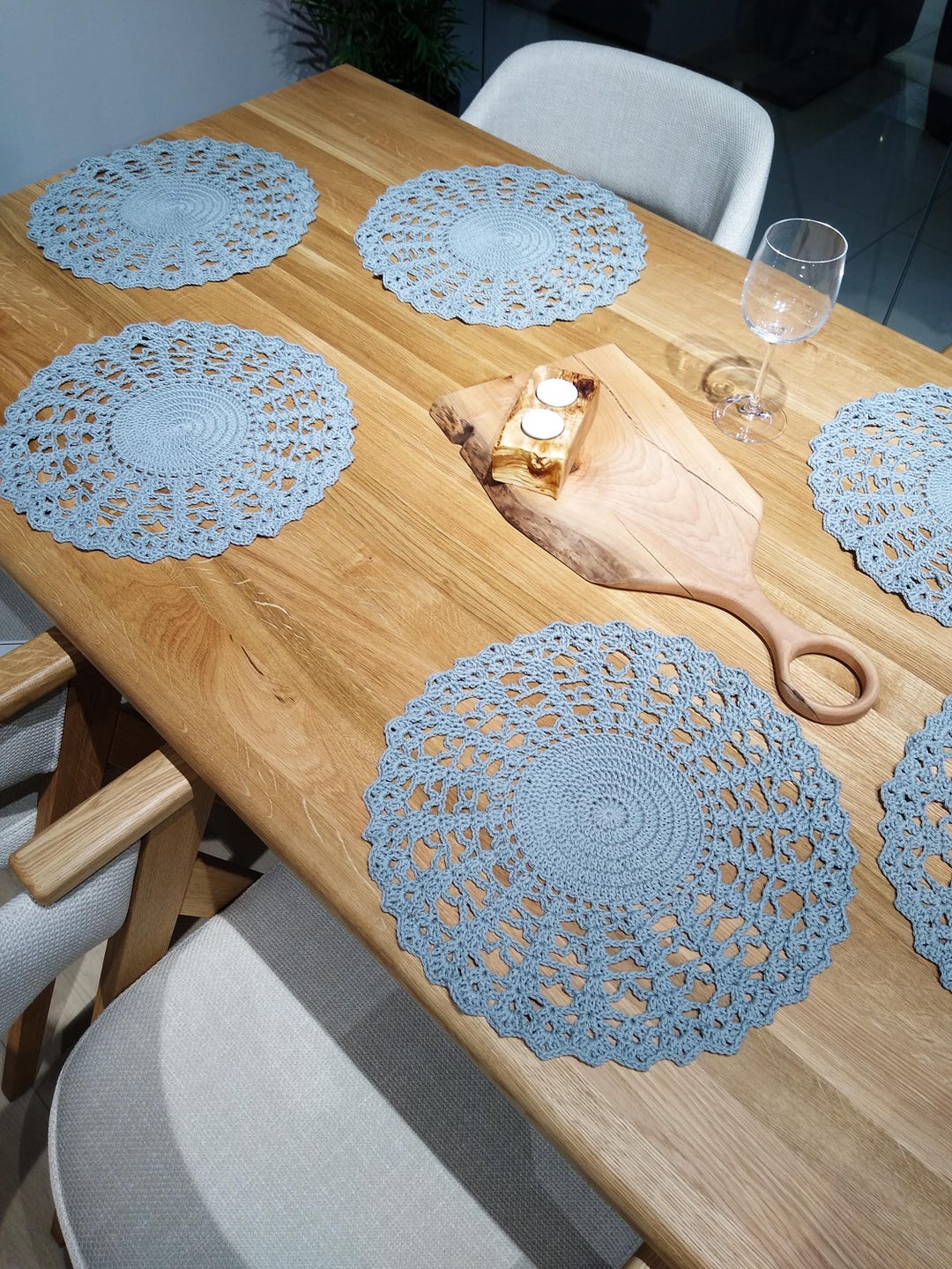 Gray Charger Plate, Round Placemats, Crochet Placemats, Crochet ...