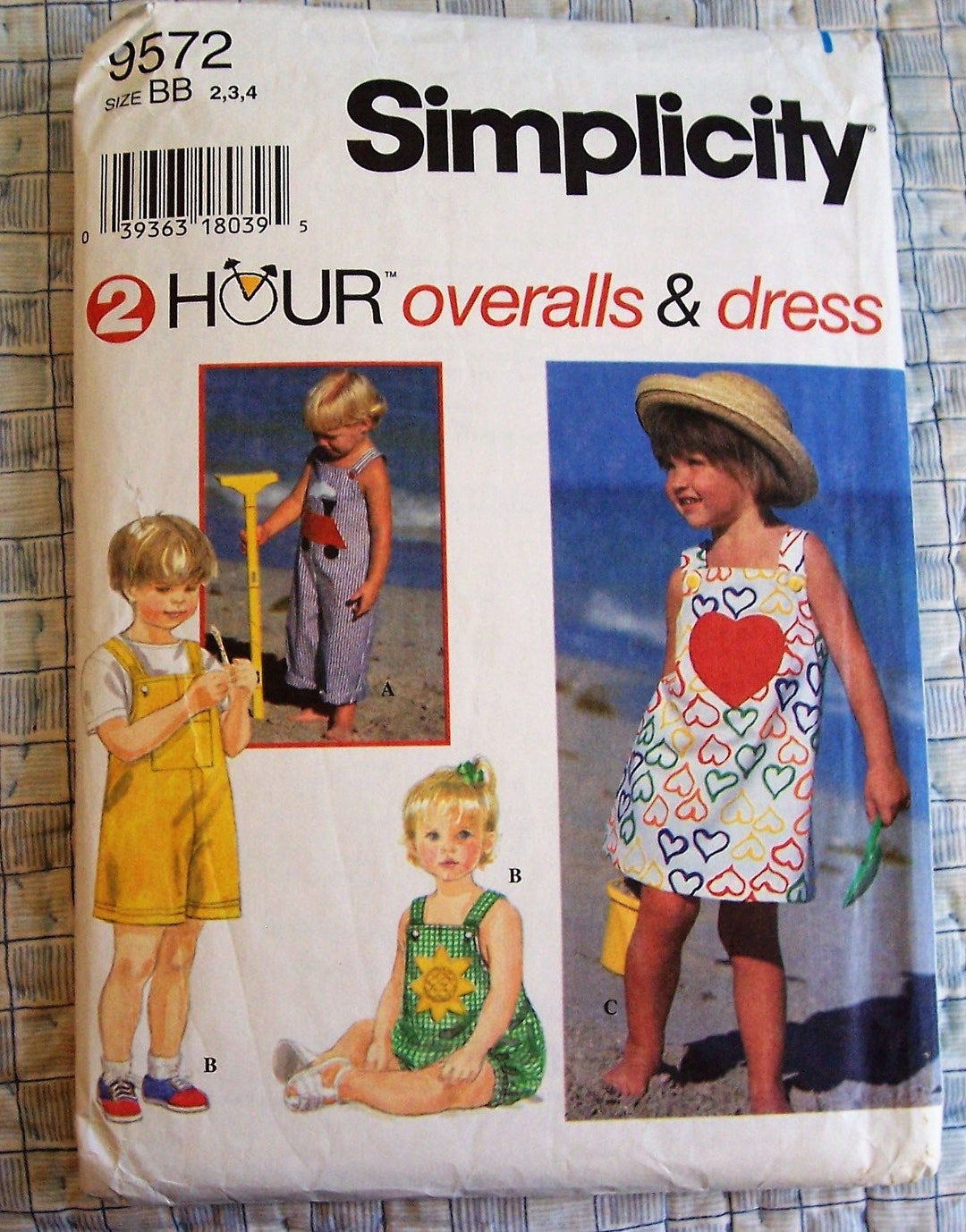 Simplicity Pattern 9572 - 2 Hour Overalls and Dress - Size 2-3-4 - 5.00 ...