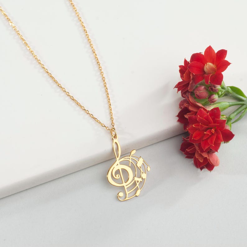 Sterling Silver Treble Clef Necklace: Musical Note Charm, Gift for ...