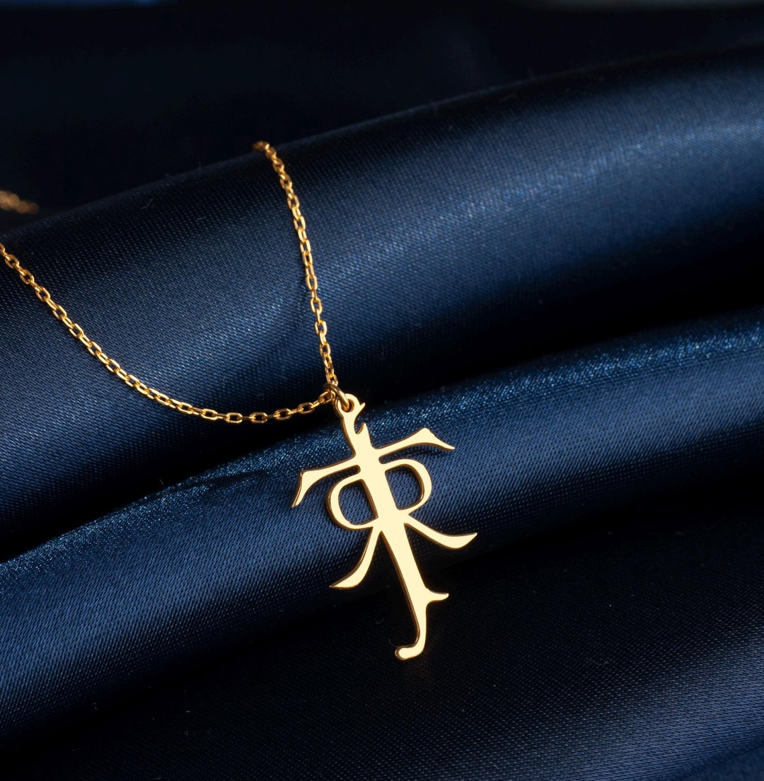 Lord of the Rings Symbol Necklace, Sterling Silver Tolkien Pendant ...