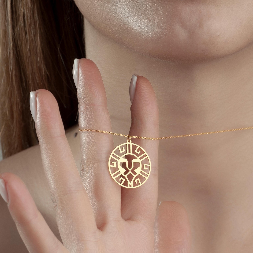 Ancient Lion Symbol Necklace, Sterling Silver Greek Style Lion Pendant ...