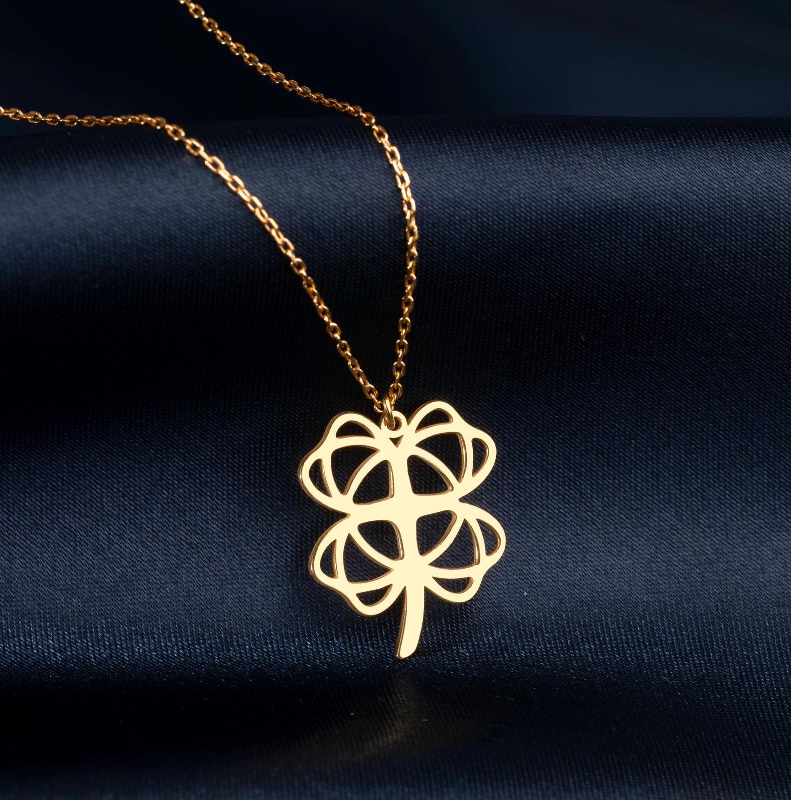Dainty Clover Pendant in Sterling Silver, Celtic Cross Clover Necklace ...