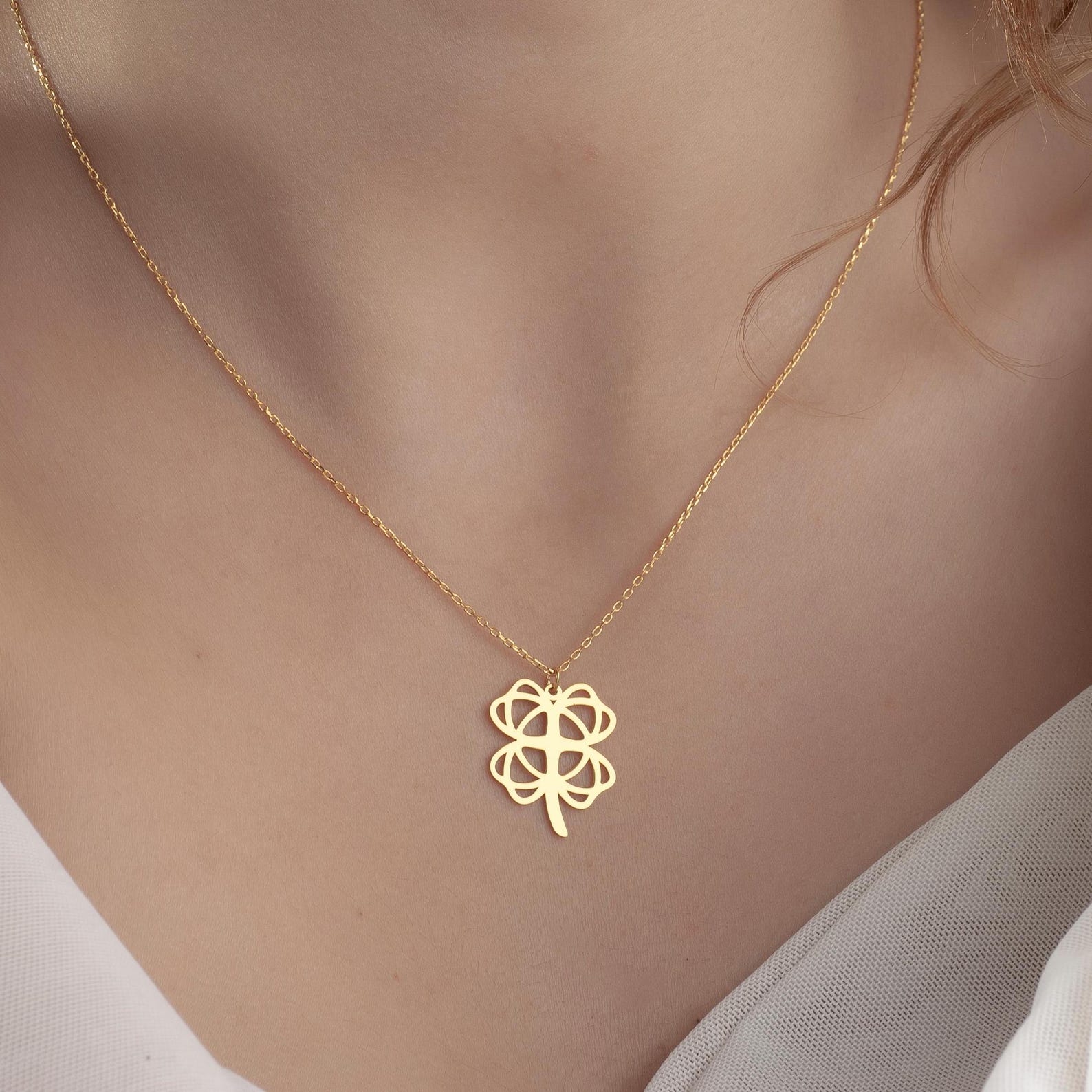 Dainty Clover Pendant in Sterling Silver, Celtic Cross Clover Necklace ...