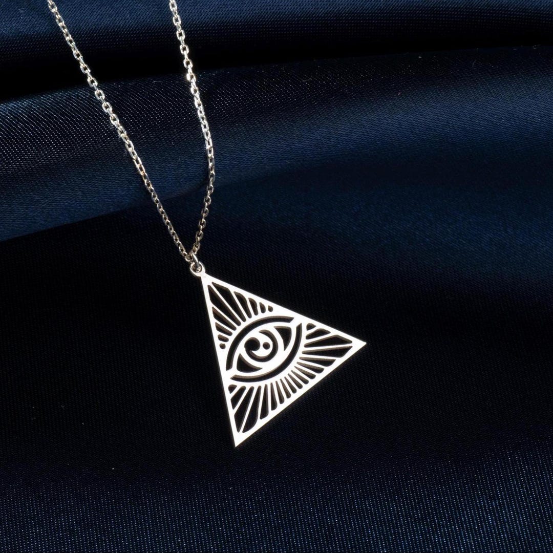 Sterling Silver Illuminati Necklace: All Seeing Eye Sacred Geometry ...