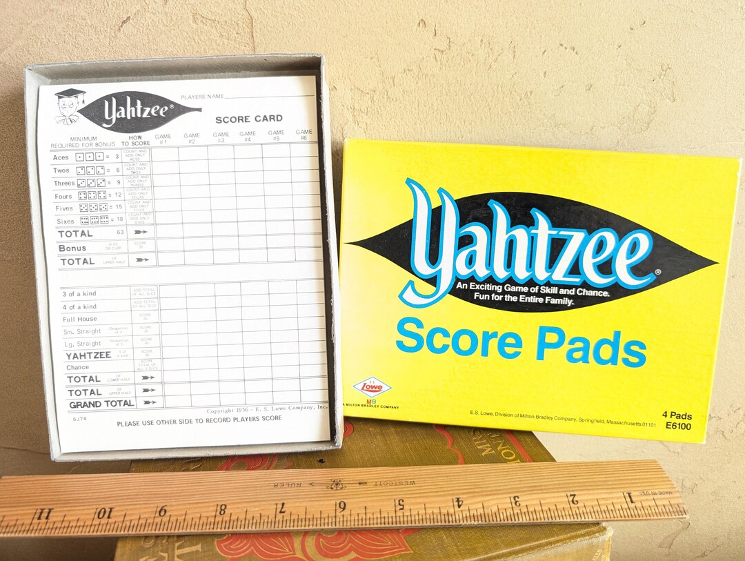 Yahtzee Score Pads, Milton Bradley, 4 Pads, 1973 - Etsy