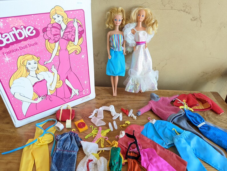 80s Barbie Collection Barbie Case Two Barbies and 10 - Etsy