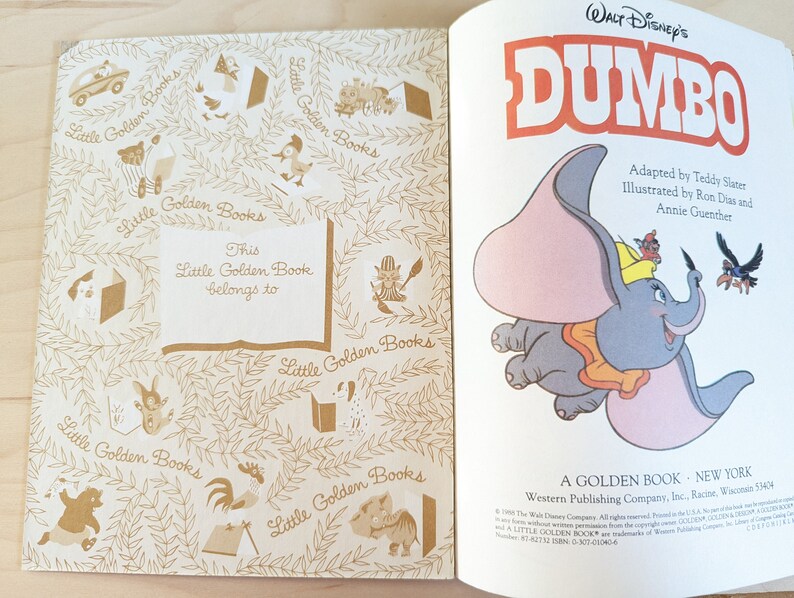 Dumbo Little Golden Book 1988 6.75x8 Inch Hardcover - Etsy