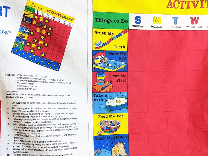 The Kids Corner Activity Chart by Fabric Traditions Chore - Etsy