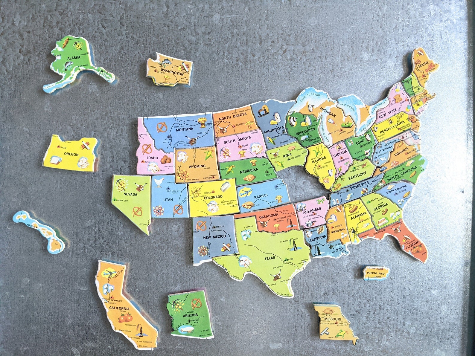 State Puzzle Piece Refrigerator Magnet United States of - Etsy