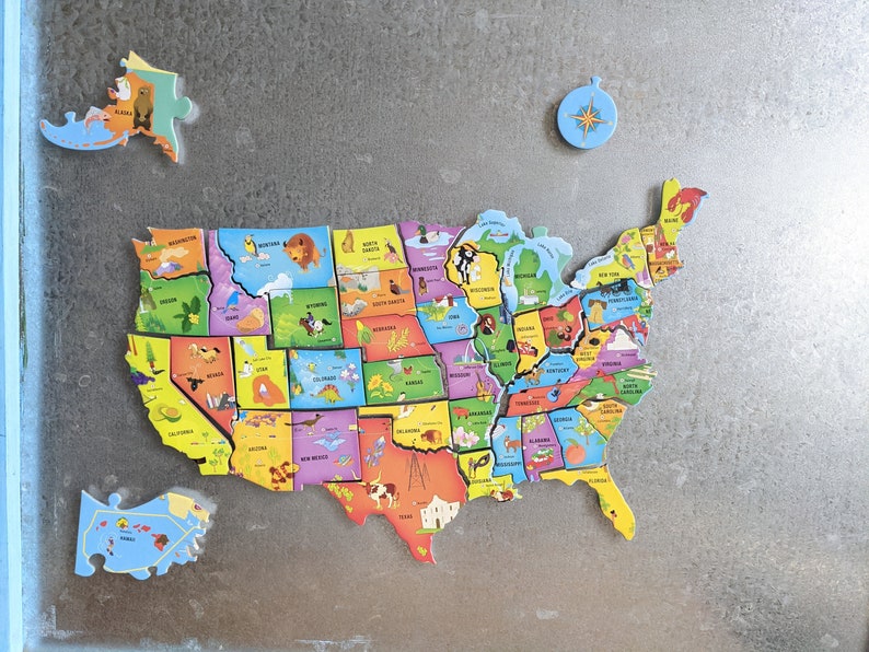 State Puzzle Piece Refrigerator Magnet, United States of America, State ...