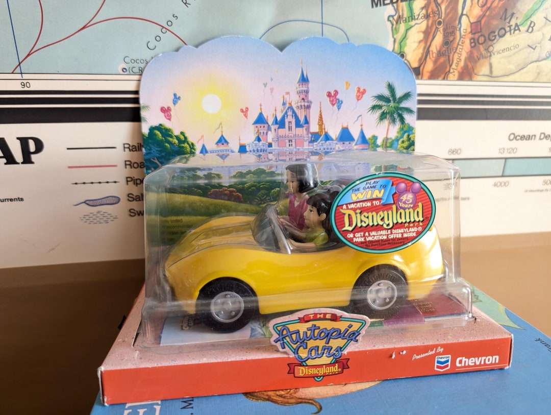Disneyland Autopia Car, 2000, Chevron Car Free Postcard and Stickers ...