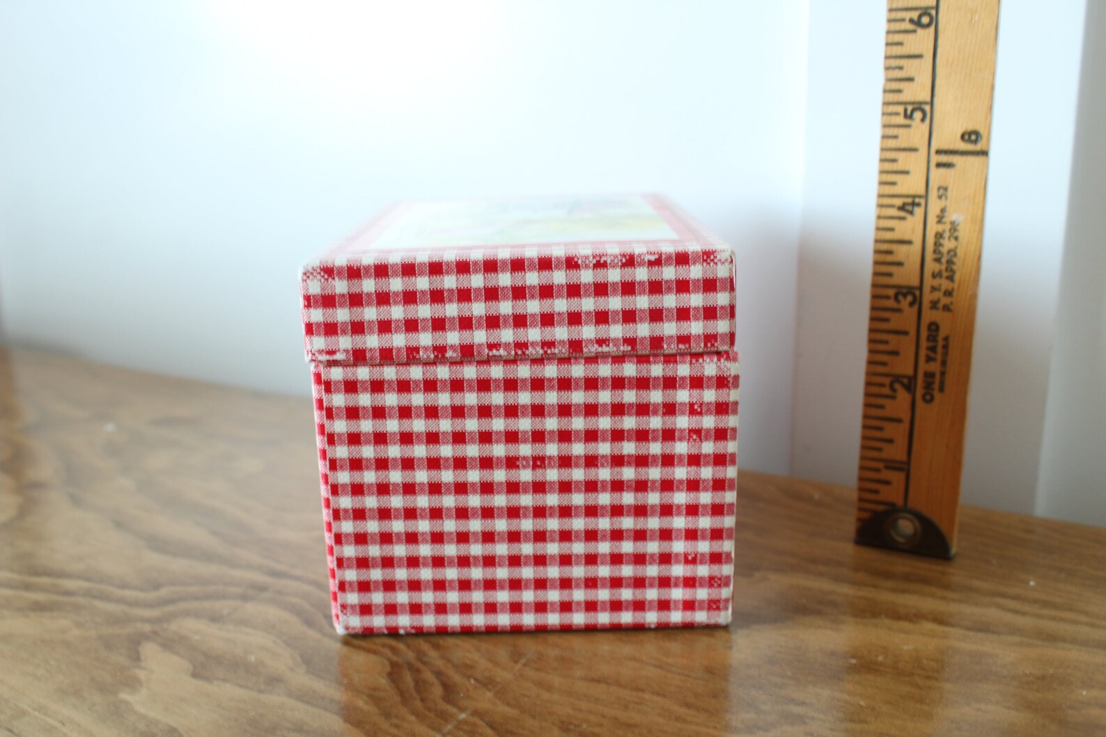 Red Gingham Little Girl and Puppy at a Well Recipe Box - Etsy