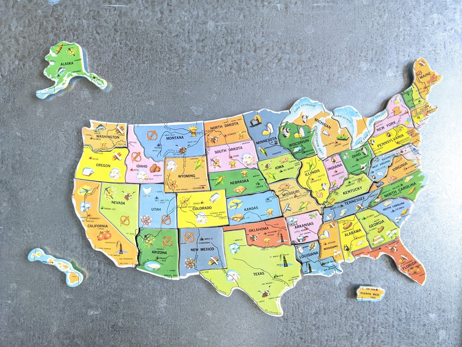 State Puzzle Piece Refrigerator Magnet United States of - Etsy