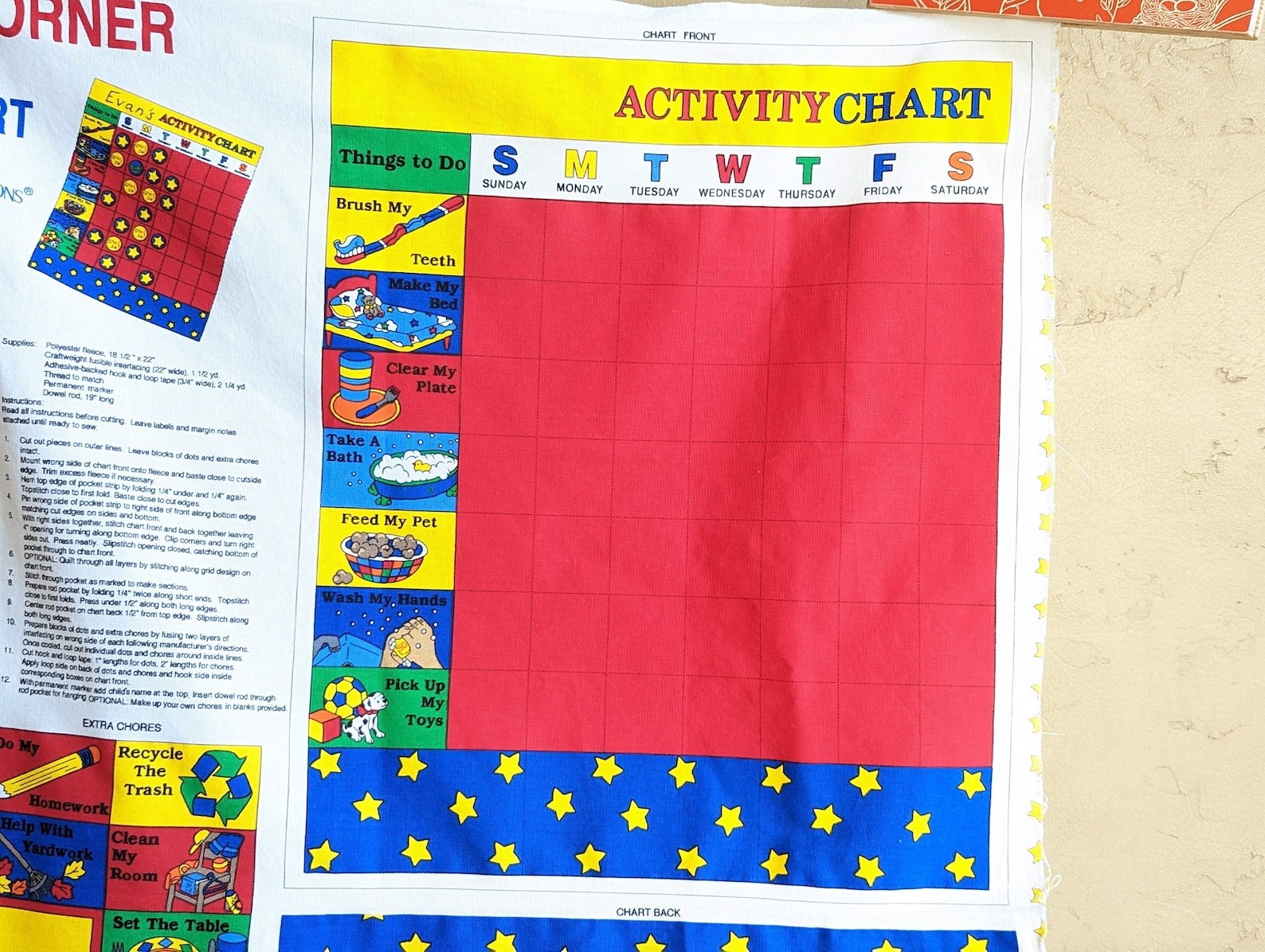 The Kids Corner Activity Chart by Fabric Traditions Chore - Etsy