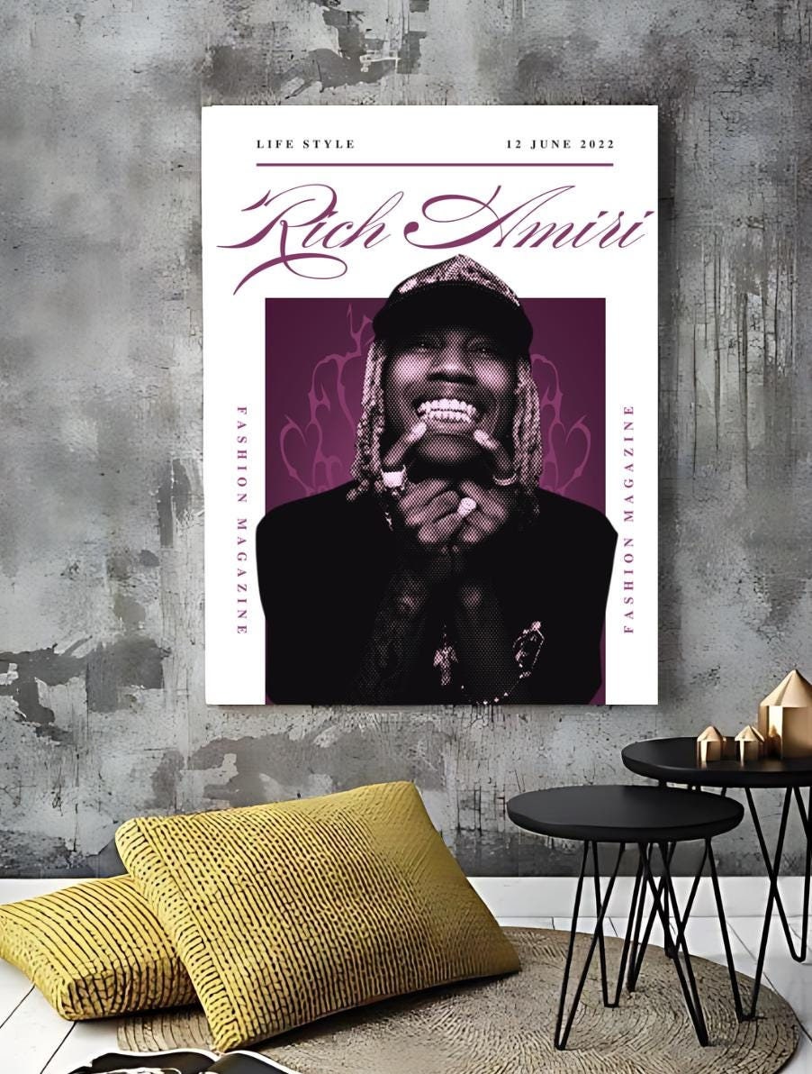Rich Amiri Poster / Rap Wall Art, Album Cover Print, Custom Rap Poster ...