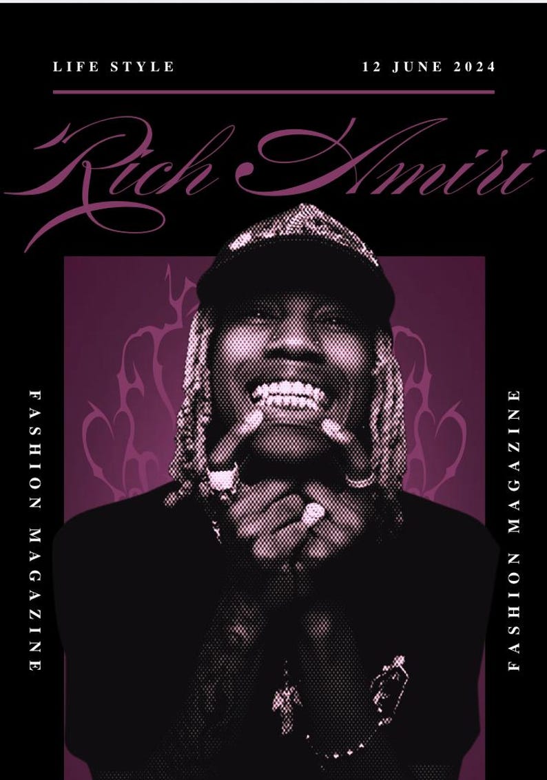 Rich Amiri Poster Digital File, Rap Wall Art, Album Cover Print, Custom ...