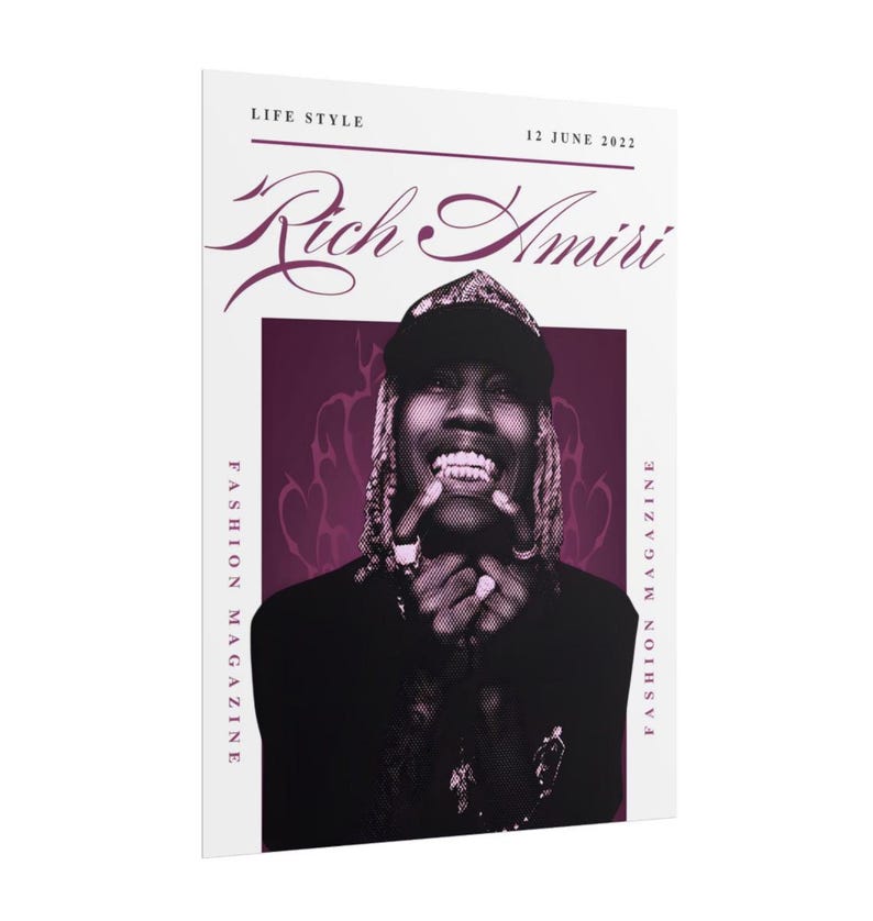 Rich Amiri Poster Digital File, Rap Wall Art, Album Cover Print, Custom ...