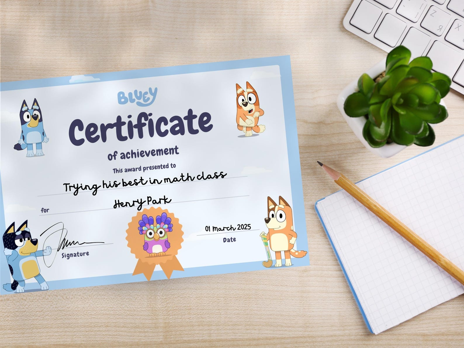 Bluey Certificate of Achievement Printable, BLUEY Digital Printable ...