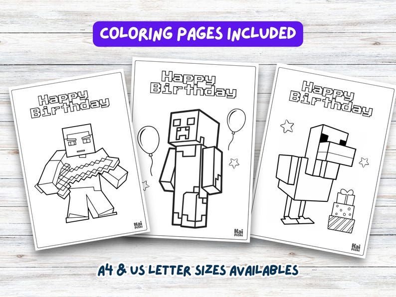 Personalised Creeper Coloring Sheet for Kids Birthday Party, Custom ...