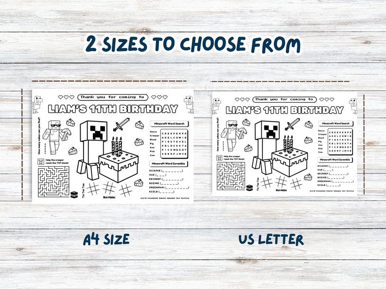 Personalised Creeper Coloring Sheet for Kids Birthday Party, Custom ...