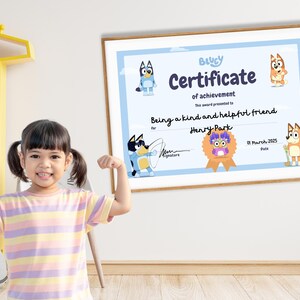 Bluey Certificate of Achievement Printable, BLUEY Digital Printable ...