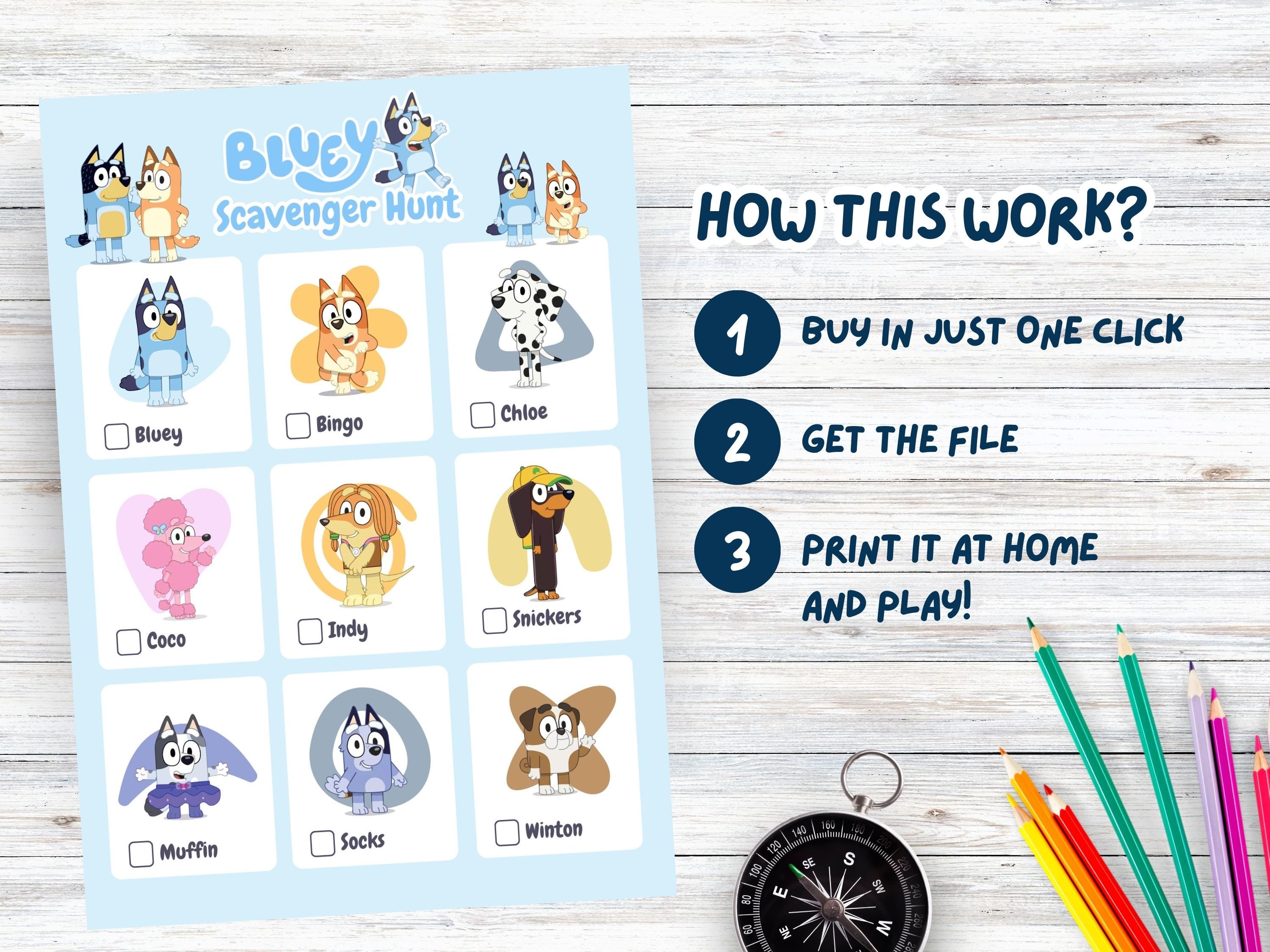 Bluey Birthday Party Scavenger Hunt for Kids, Bluey Digital Download ...