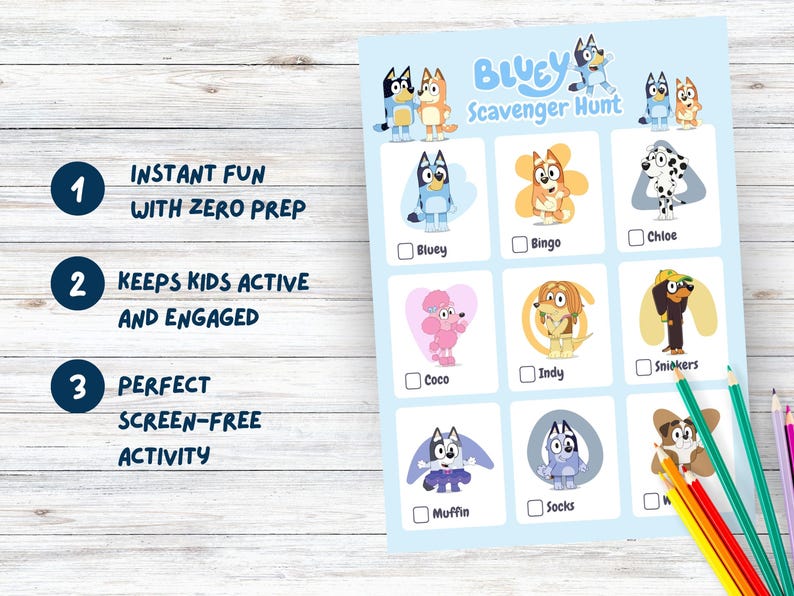 Bluey Birthday Party Scavenger Hunt for Kids, Bluey Digital Download ...