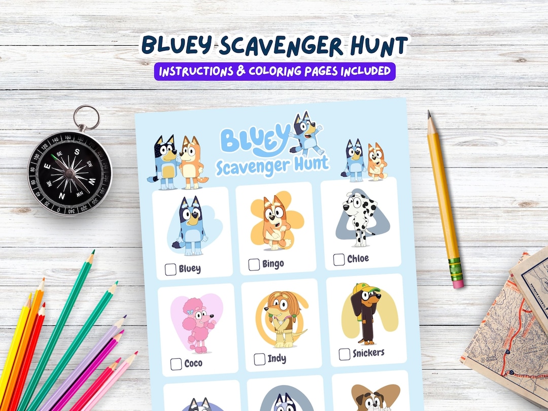 Bluey Birthday Party Scavenger Hunt for Kids, Bluey Digital Download ...