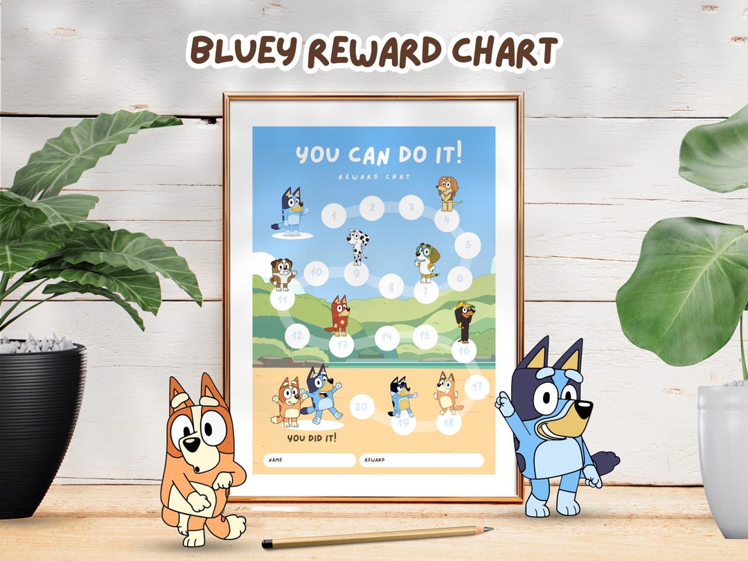 Bluey Reward Chart, Sticker Chart, Kids Potty Training, Behavior Chart ...