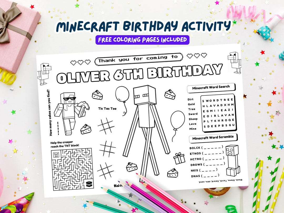Personalised Enderman Activity for Kids Birthday Party, Custom ...