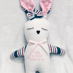 Keepsake Birth Stat Rabbit From Upcycled Hospital Receiving Blanket or ...