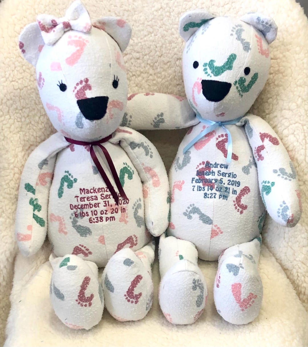 Keepsake Birth Stat Bear, Memory Bear From Loved Ones Clothing ...