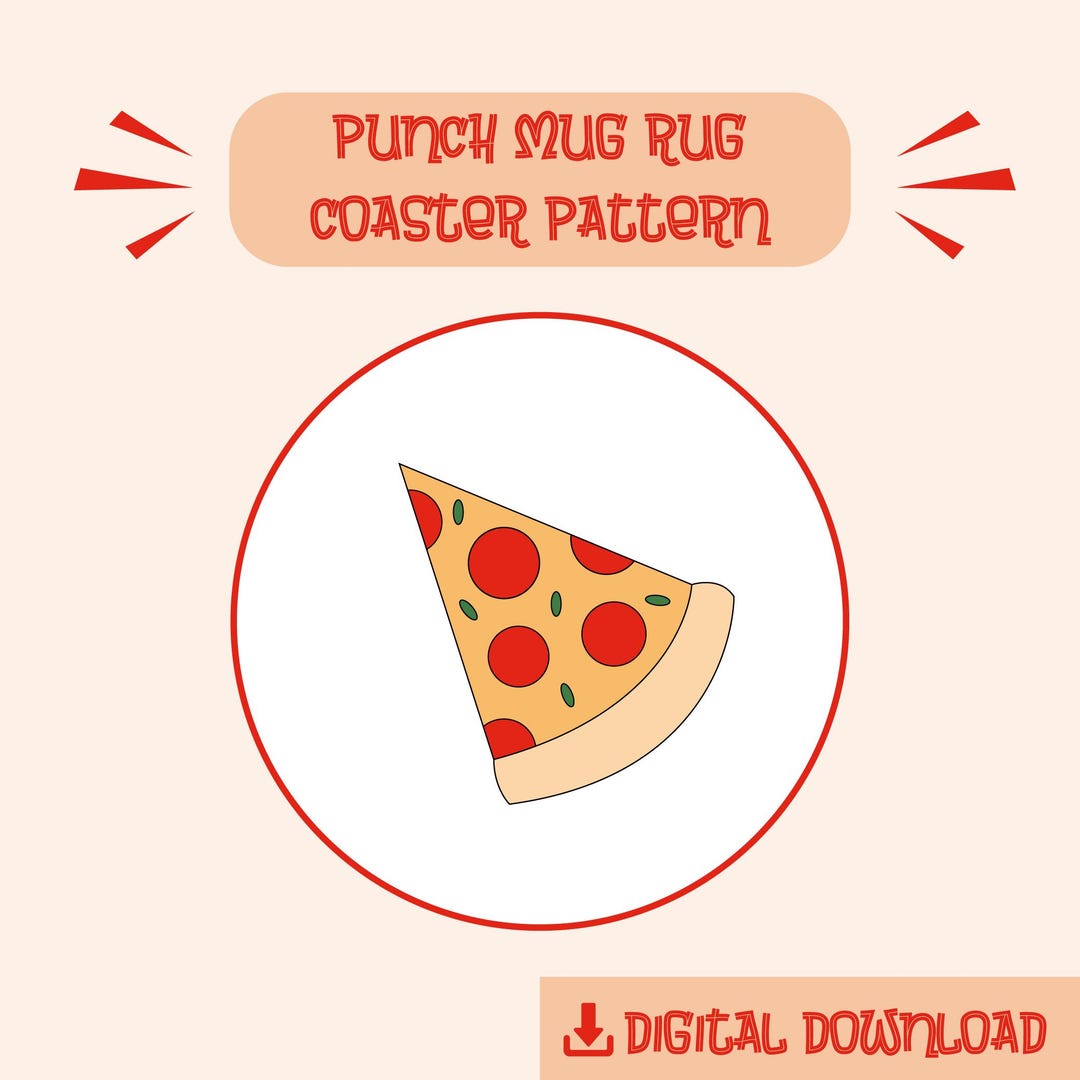 Pizza Punch Needle Pattern, Food Punch Needle Template, Mug Rug Coaster ...