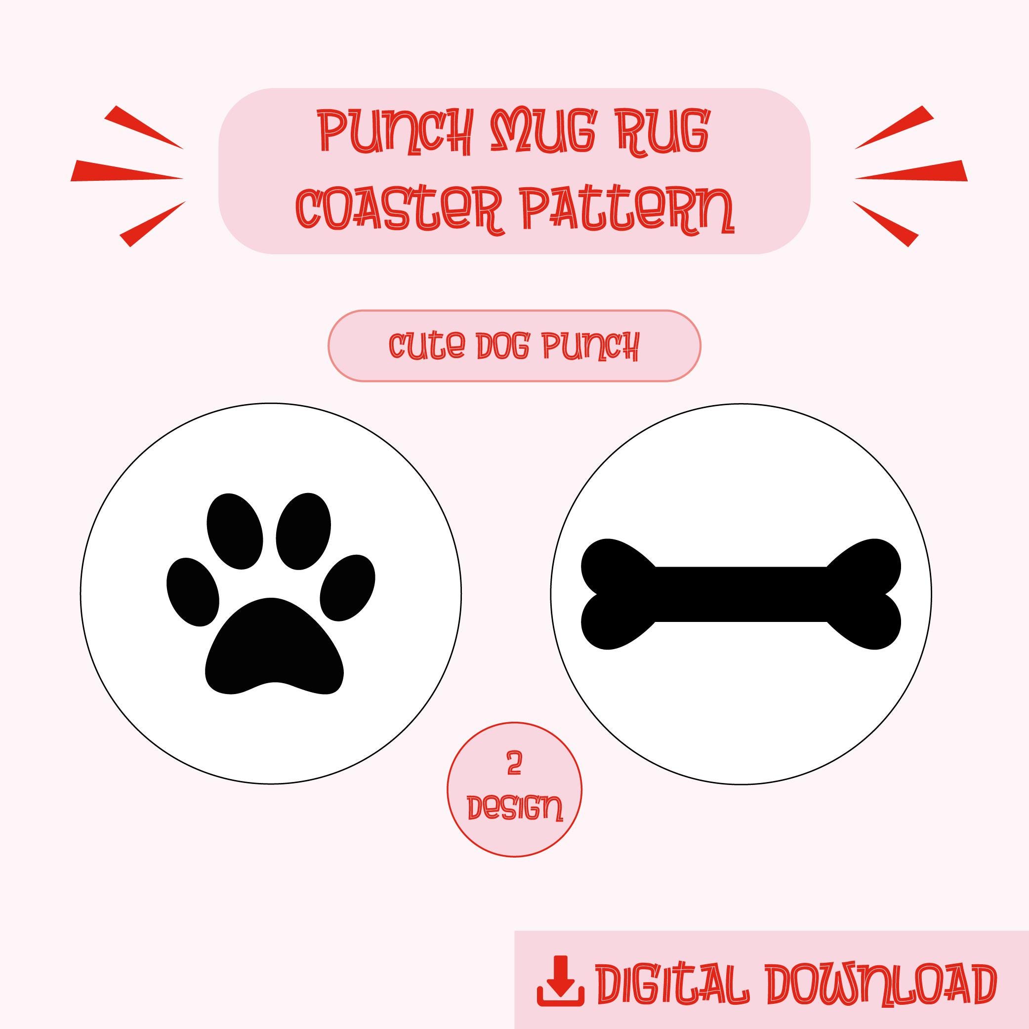 Dog Paw Punch Needle Pattern Set of 2, Dog Bone Punch Needle Template ...