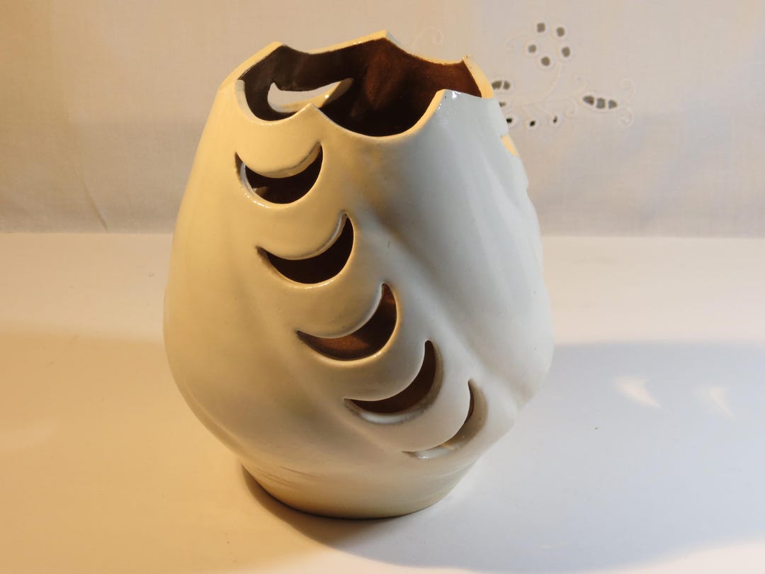 White Ceramic Porcelain Half Moon Vase - Etsy
