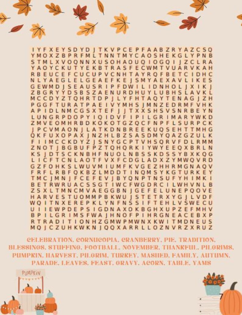 Thanksgiving Game Pack, Word Search, Trivia, Fall, Fall Game ...