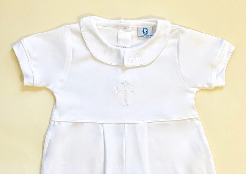 Kiran White W White Trim Baptism Outfit-pima Cotton - Etsy