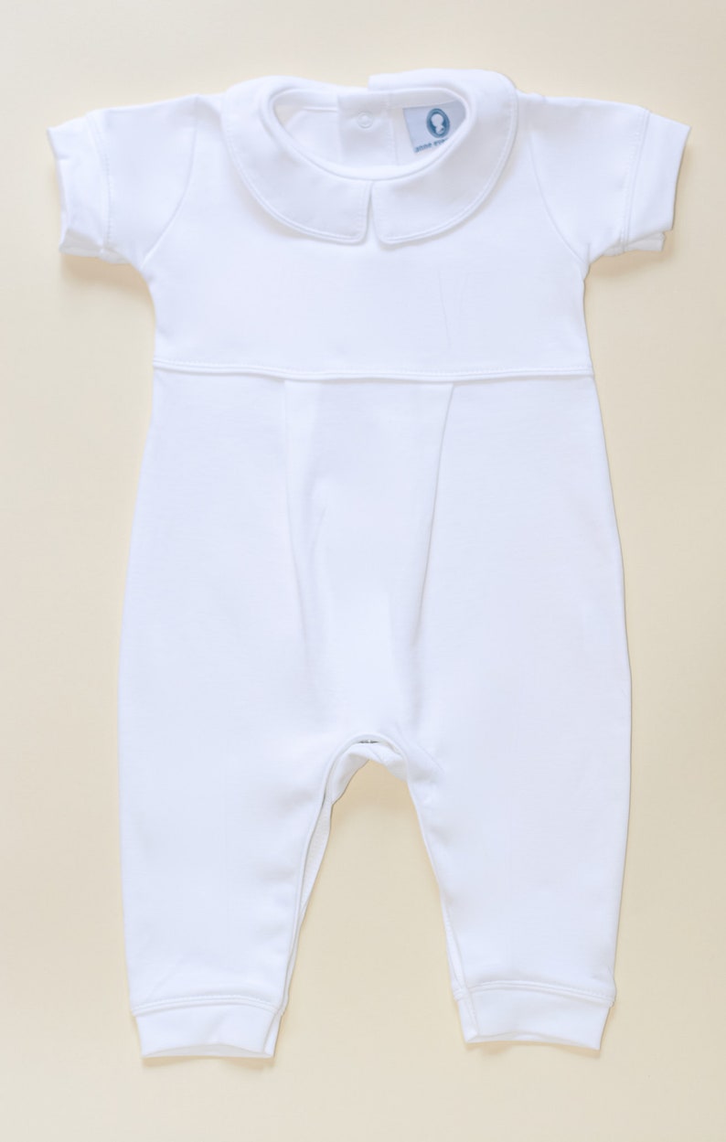Kiran White W White Trim Baptism Outfit-pima Cotton - Etsy