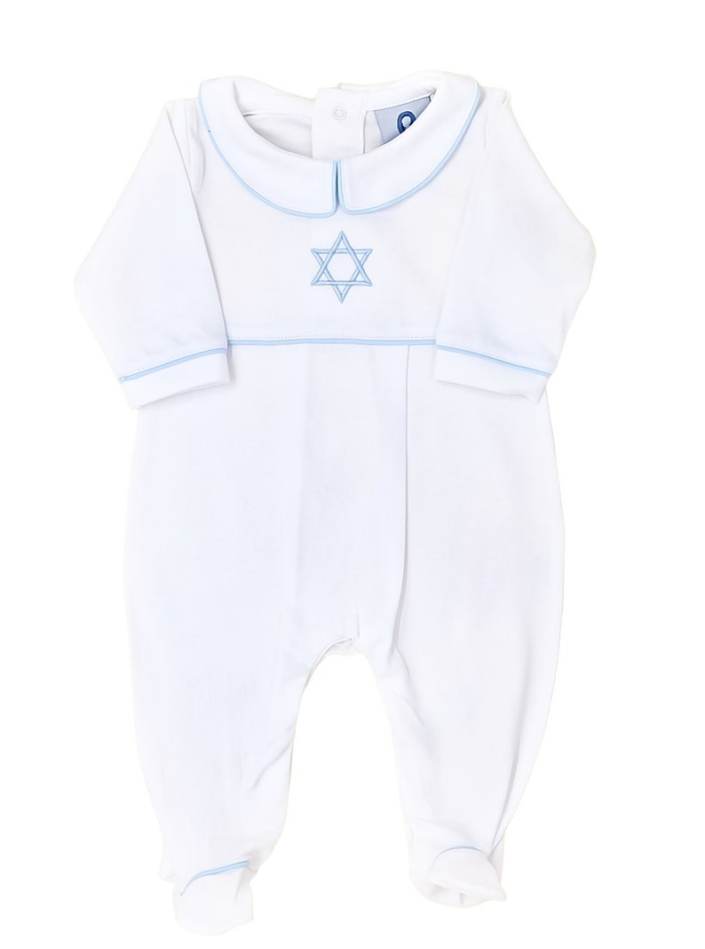 Star of David Outfit-luke White W Blue Trim-boy Brit Outfit-pima Cotton ...