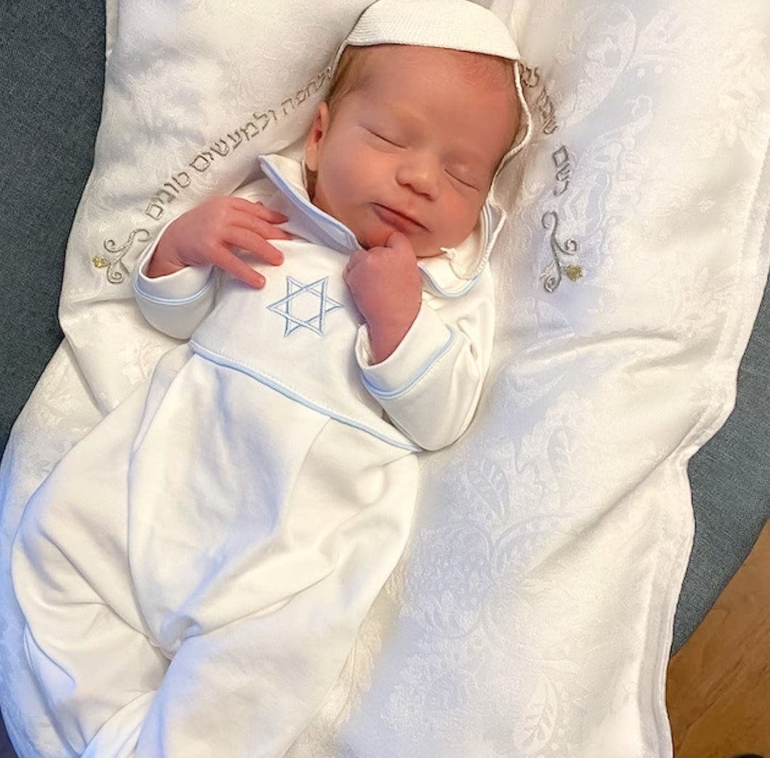 Star of David Outfit-luke White W Blue Trim-boy Brit Outfit-pima Cotton ...