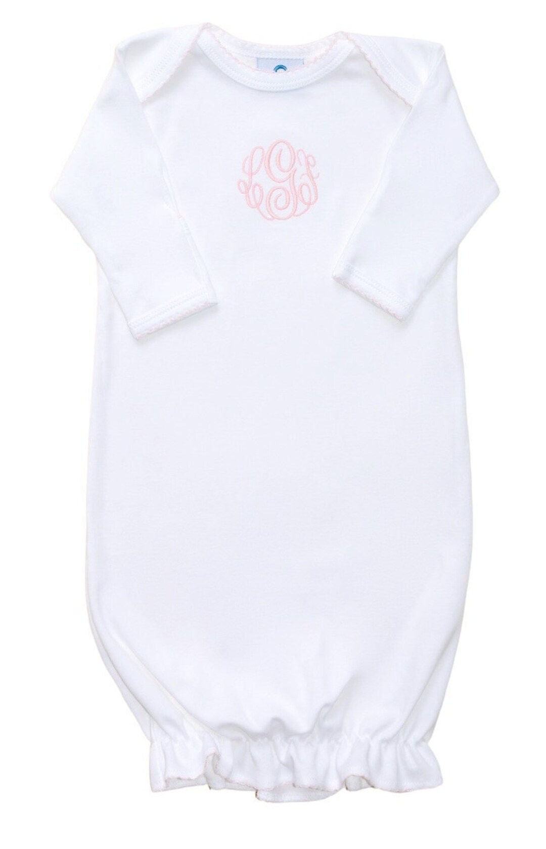 Pima Cotton Baby Gown-white With Pink Trim-baby Girl Coming Home Outfit ...