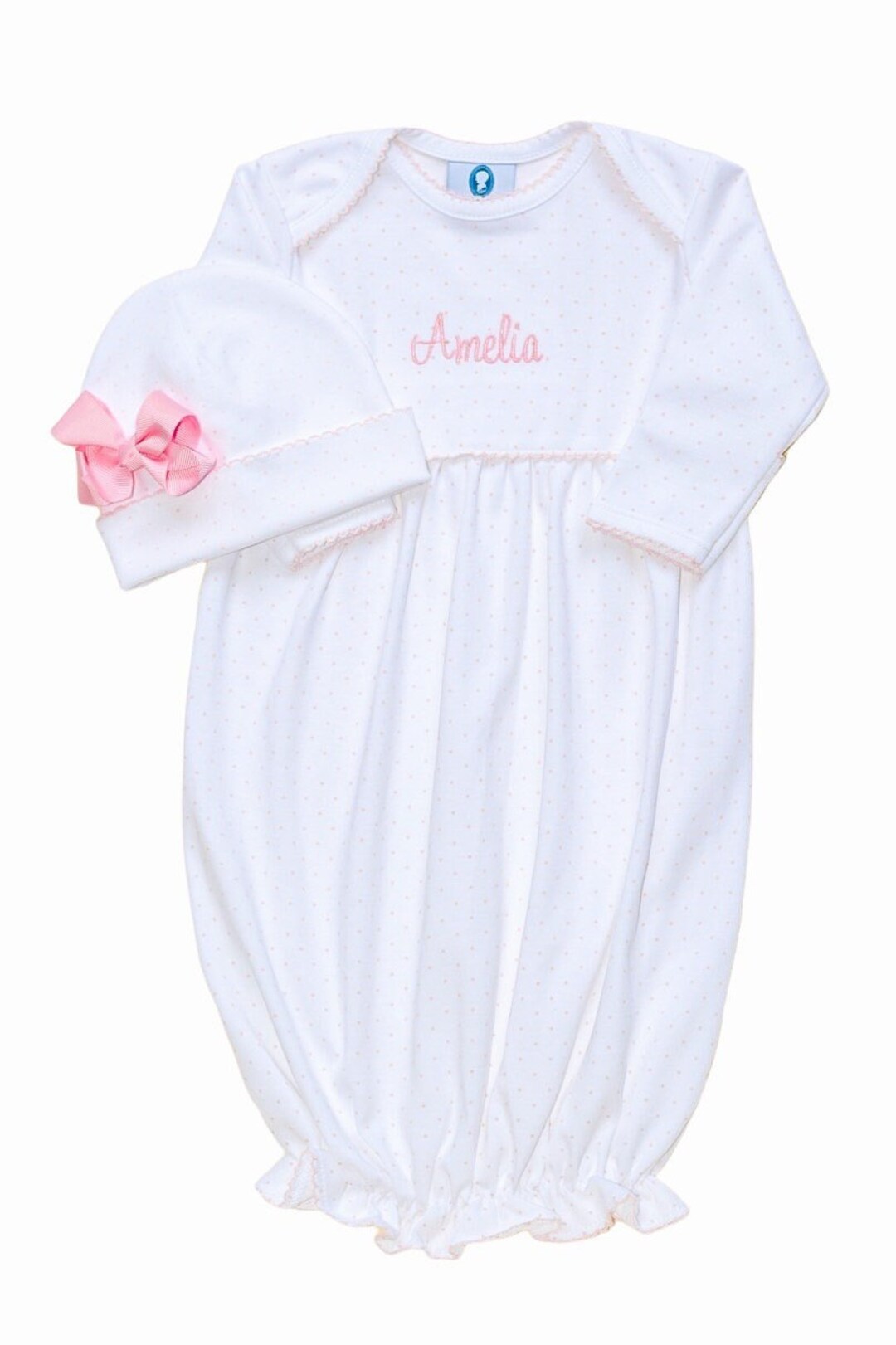 Pima Cotton Yoked Gown-pink Dot-baby Girl Coming Home Outfit-pima ...