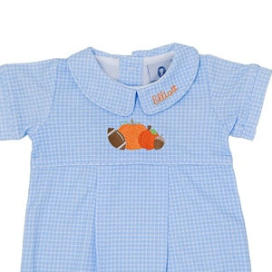 Football and Pumpkins Baby Boys Outfit- Blue Gingham Pima Cotton-pima ...