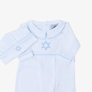 Star of David Outfit-luke White W Blue Trim-boy Brit Outfit-pima Cotton ...