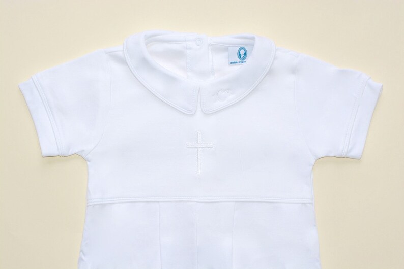 Kiran White W White Trim Baptism Outfit-pima Cotton - Etsy