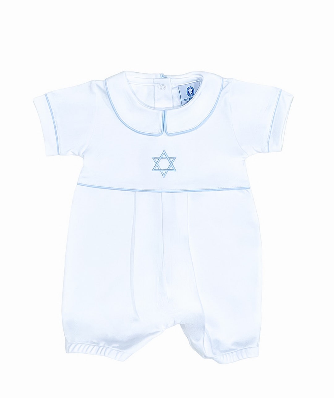 Aaron Pima Cotton Outfit-star of David-white W Blue Trim-baby Naming ...