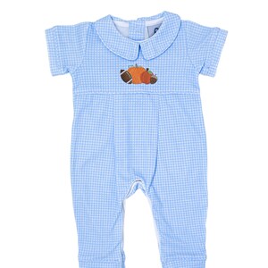 Football and Pumpkins Baby Boys Outfit- Blue Gingham Pima Cotton-pima ...